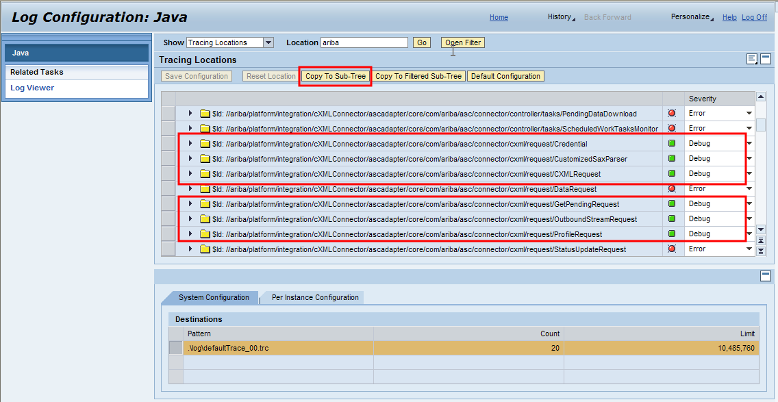 Log Configuration in XI