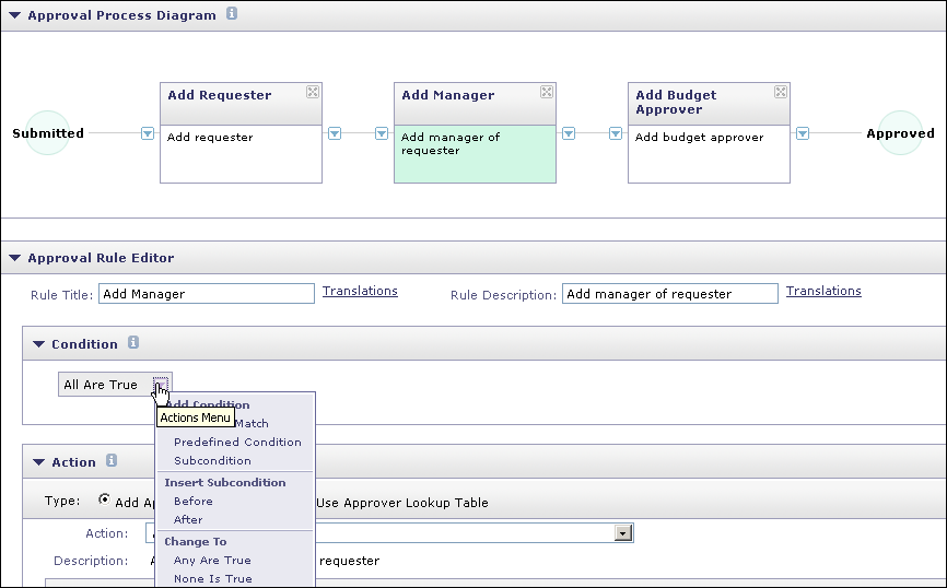 How do I define the condition for an approval rule?