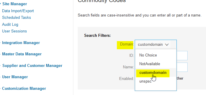 How to create custom domain from Commodity?